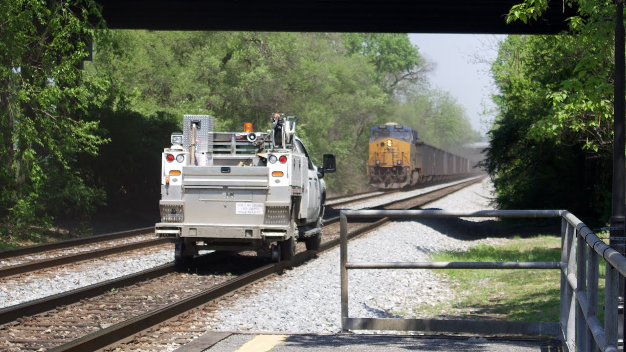 CSX C733 with a Hi-rail truck following behind the DPU! (FT ...