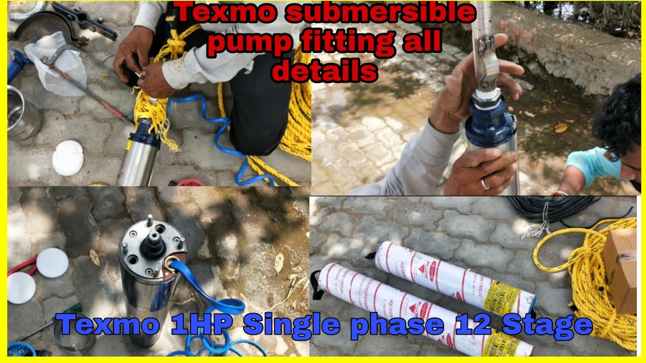 Texmo submersible pump installation 1 HP SINGLE PHASE 12 STAGE 100 FOOT - YouTube