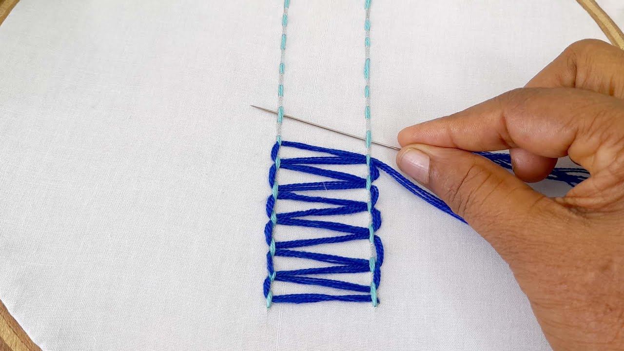 hand embroidery basic embroidery tutorial, herringbone ladder stitch ...