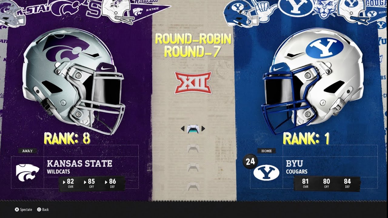 Game 7: 8. Kansas State @ 1. BYU (CFB 26 (Big 12: Round Robin: Round 7 ...