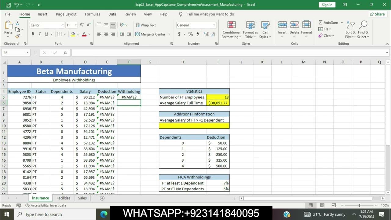 Exp22_Excel_AppCapstone_CompAssessment_Manufacturing | AppCapstone_CompAssessment_Manufacturing ...
