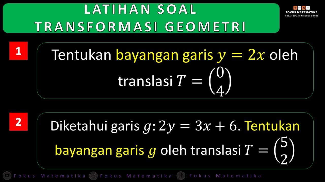 Contoh Soal Transformasi Geometri Kelas 11 | Soal Transformasi Geometri Nomor 5 - YouTube