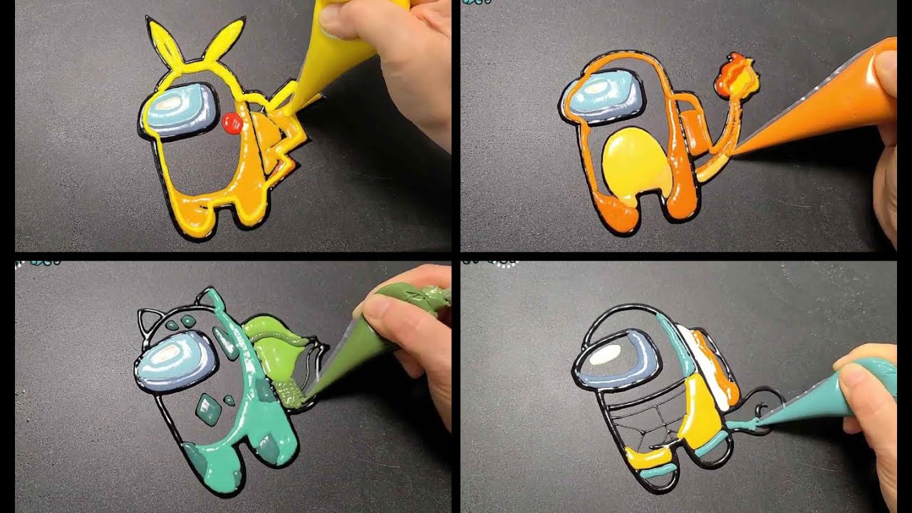 Among us Pancake Art(Pokemon Version), Pikachu, Charmander, Bulbasaur ...