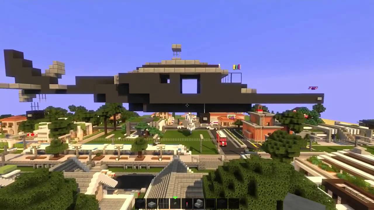 Minecraft Vehicle Tutorial How to Build Black Hawk Helicopter - YouTube