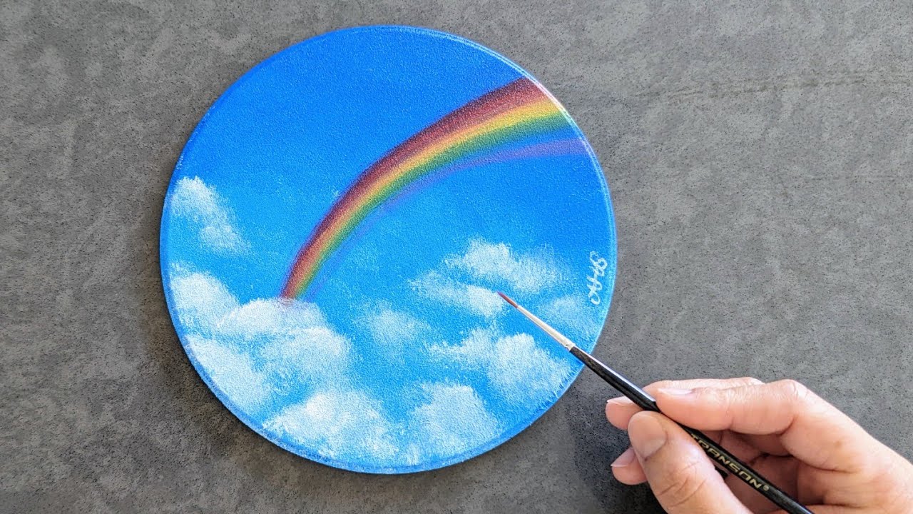 10 minutes painting/ DIY kid's room decor/ How to paint a rainbow ...