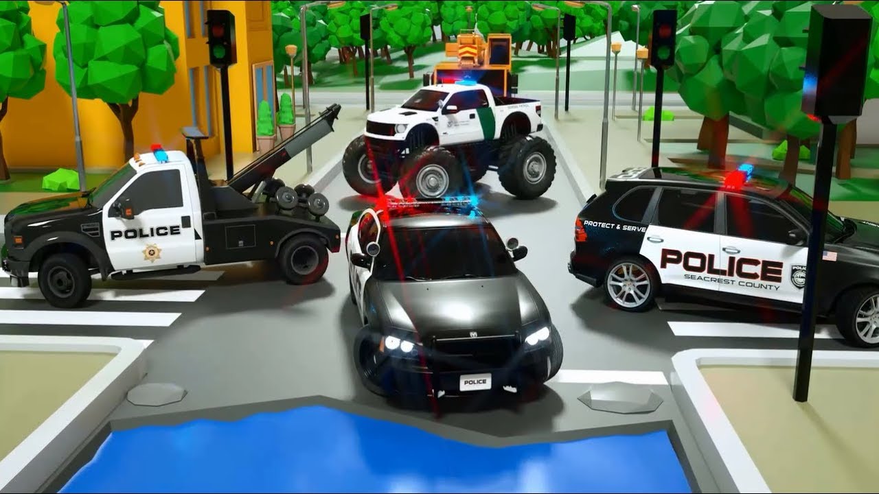Police Cars Cartoon for Kids, Learn colors with Spec Truck Vehicles ...