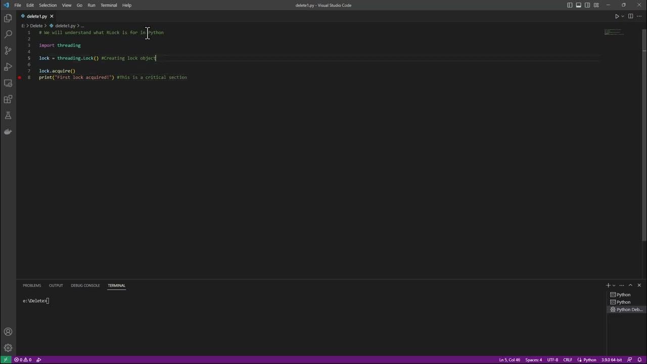 Understanding Python Rlock At A Basic Level Youtube