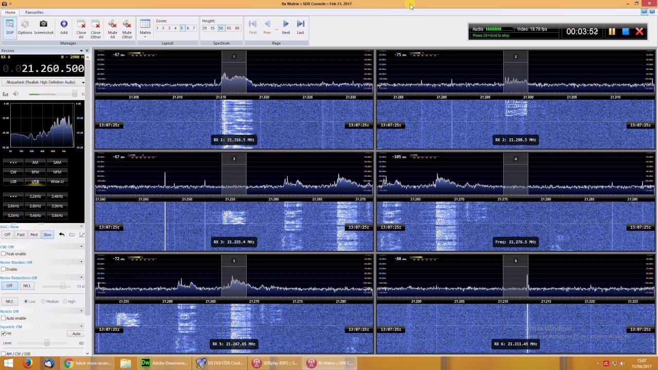 15 meter band - SDRconsole & SDRplay (RSP2pro) receive 10 frequencies ...