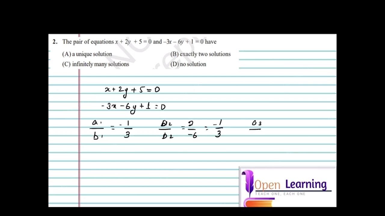the-pair-of-equation-x-2y-5-and-3x-6y-1-0-have