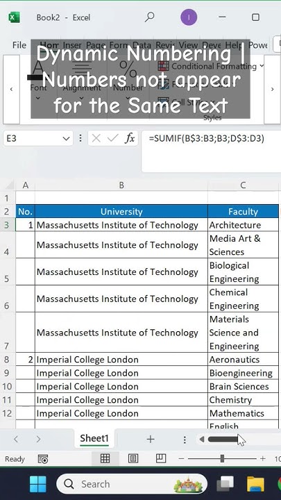 Dynamic Numbering | Numbers not Appear for the Same Text #excel #exceltips #exceltricks - YouTube