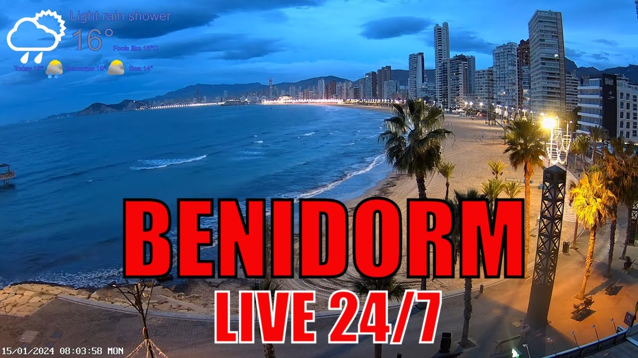 Benidorm Live Beach Cam 🇪🇸 Streamed 15th January 2024 (1) - YouTube
