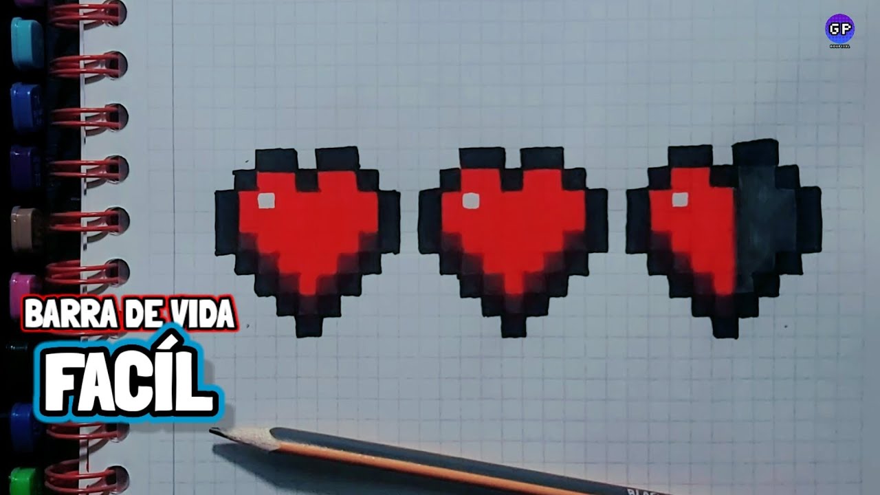 Cómo Dibujar La Barra de vida de MINECRAFT Facíl ( CORAZONES ) PASO A ...