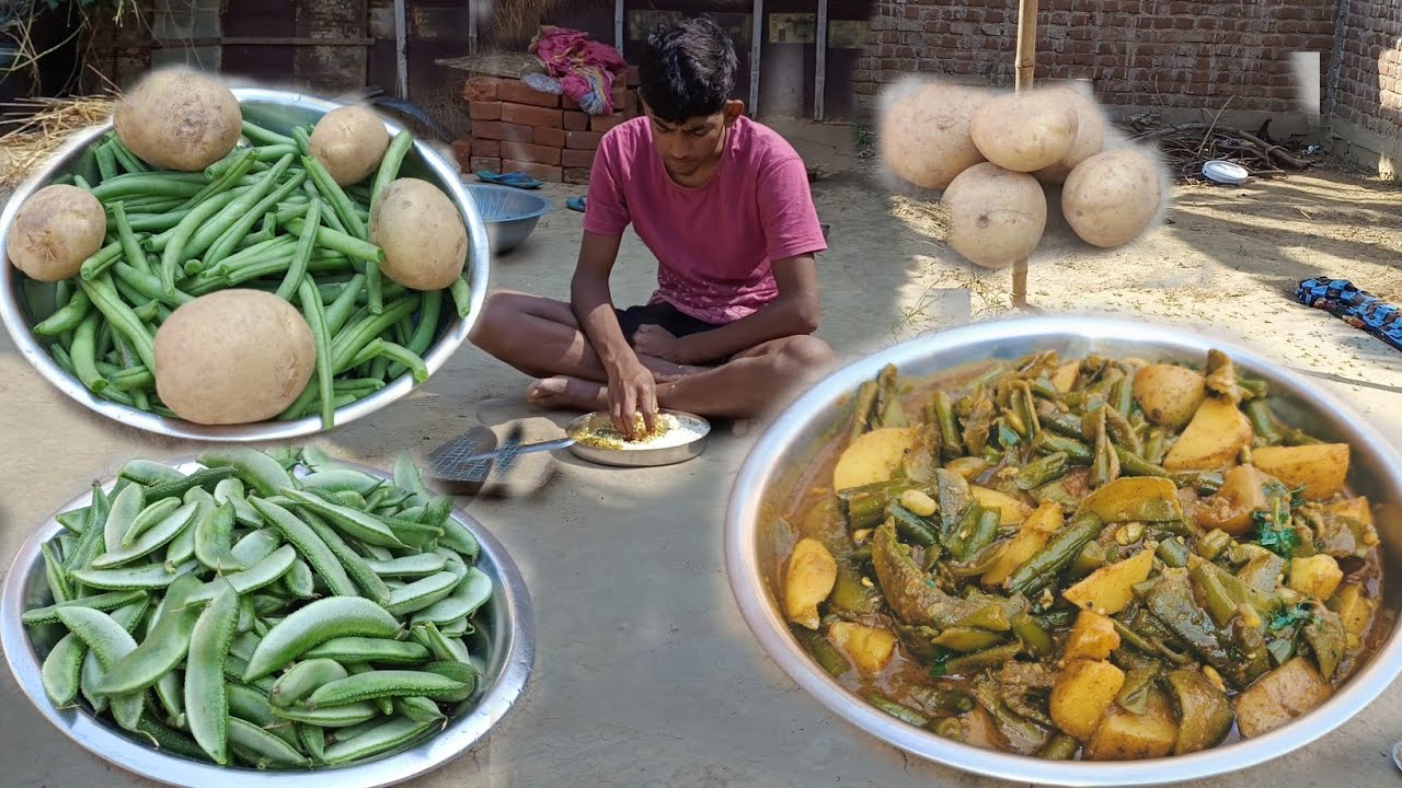 मसालेदार आलू बीन्स और सेम फली की चटपटी सब्जी😋😋/Aloo sem and beans ki ...