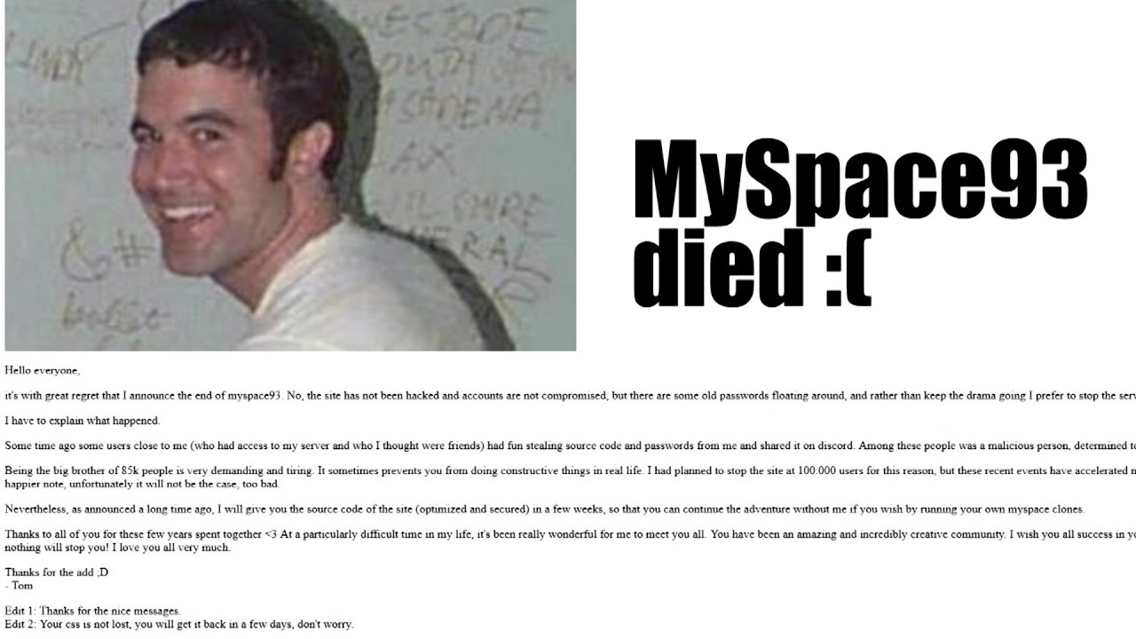 MySpace93 Died - YouTube
