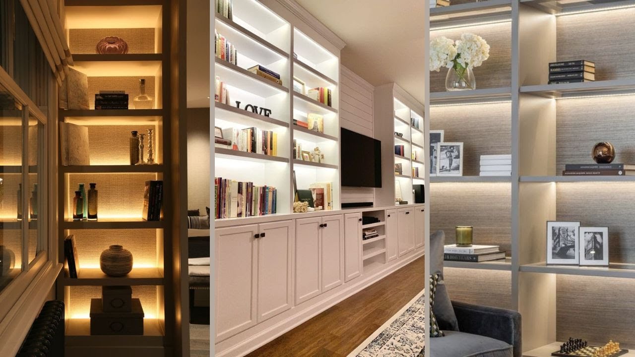 Wall Shelves Lighting Design Ideas For Living Room. - YouTube