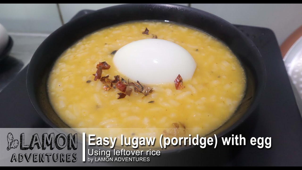 LAMON ADVENTURES / Lugaw with egg / Filipino porridge / Filipino snack ...