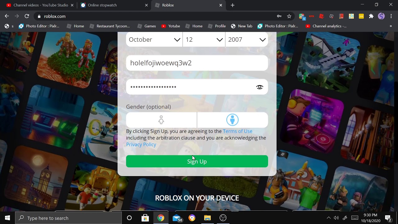 Speedrun Roblox Sign up Page (From koneko kitten) - YouTube
