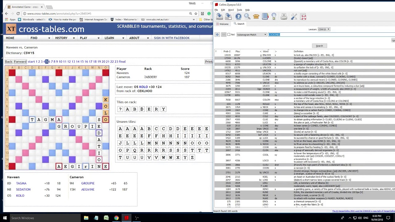 Game Analysis: Naween Fernando vs Cameron Farlow (Australian Scrabble ...