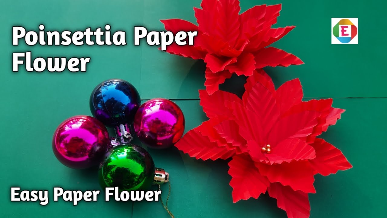 Poinsettia paper Flower | Easy Paper Flower | Christmas Paper Flower ...