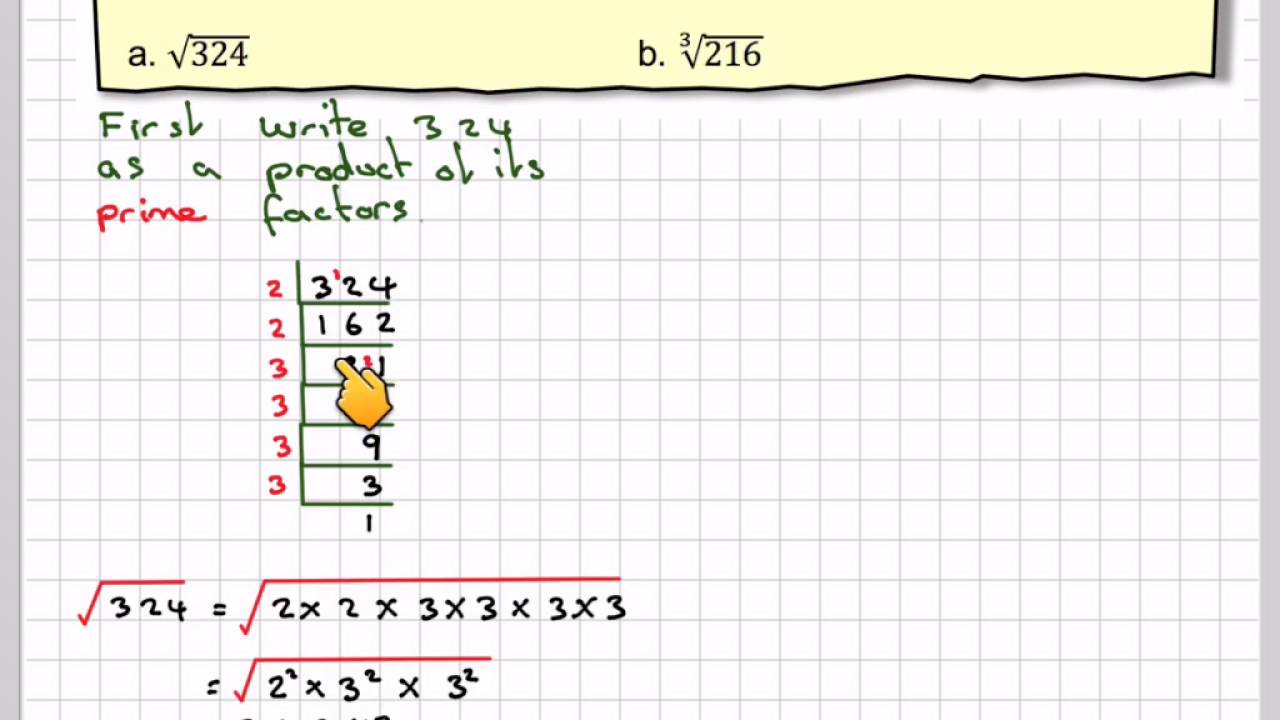 Finding Square And Cube Roots By Using Prime Factors Youtube