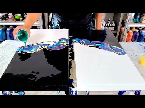 CESUR OLMAK! - Metalik Yeşil ve Mavi Çarpıcı Bir Resim Yaratıyor! - Akışkan Sanat