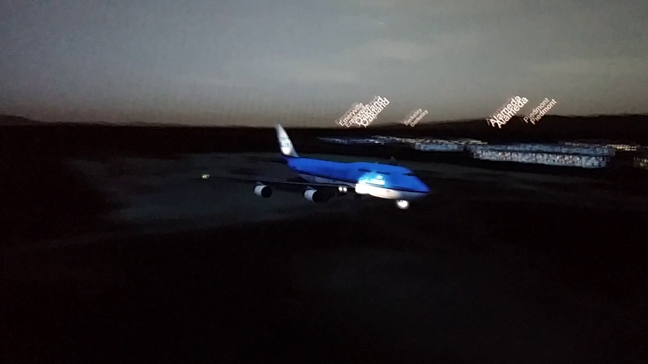Boeing 747-400 Cockpit Night Landing Tutorial in Oakland,CA.(KOAK ...