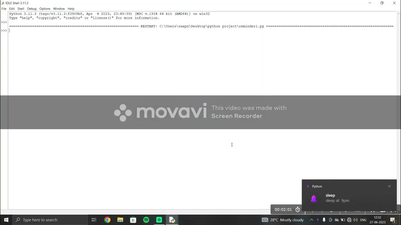 DESKTOP REMINDER PROJECT IN PYTHON - YouTube