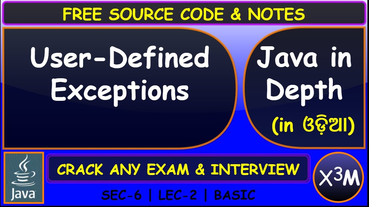 Java Odia User Defined Exceptions In Java Sec 6 Lec 2 Youtube 5758