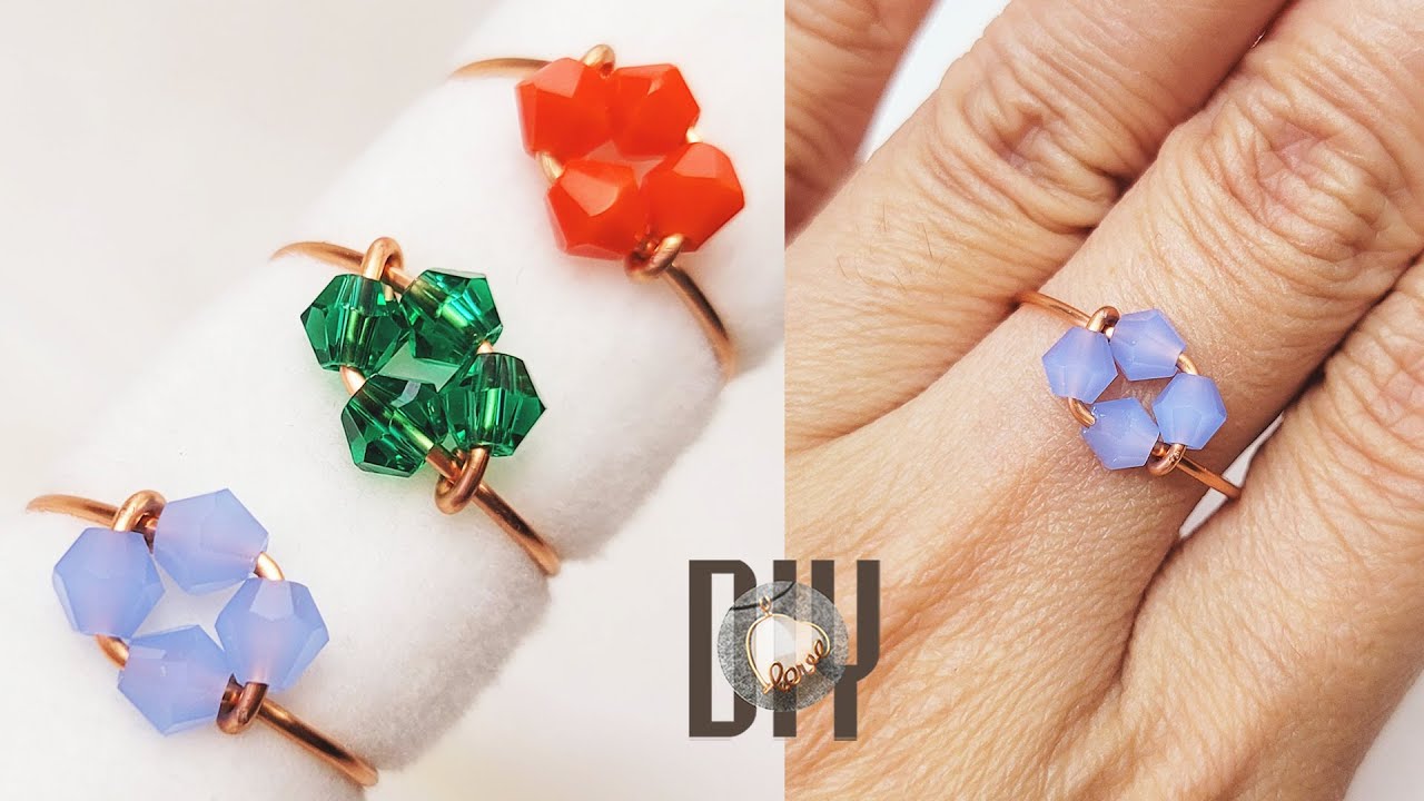 How to make a super simple ring | bead wire | crystal | DIY ...