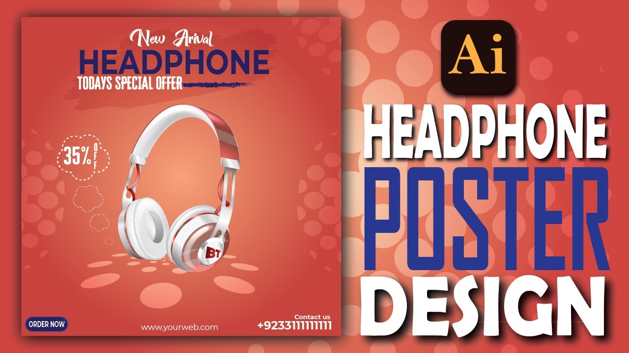 Adobe Illustrator CC Tutorial | Graphic Design | Headphone poster ...