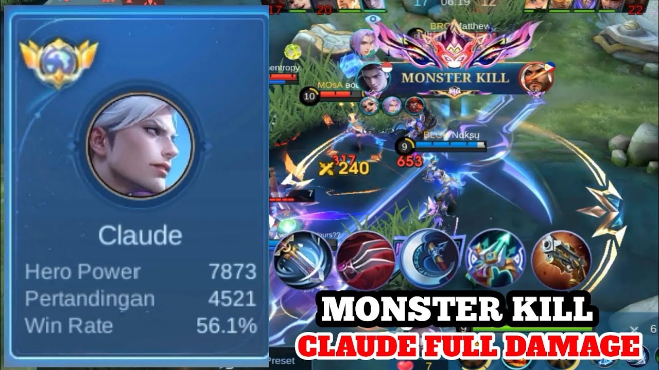 CLAUDE MONSTER KILL | CLAUDE BEST BUILD 2025 MOBILE LEGENDS BANG BANG ...