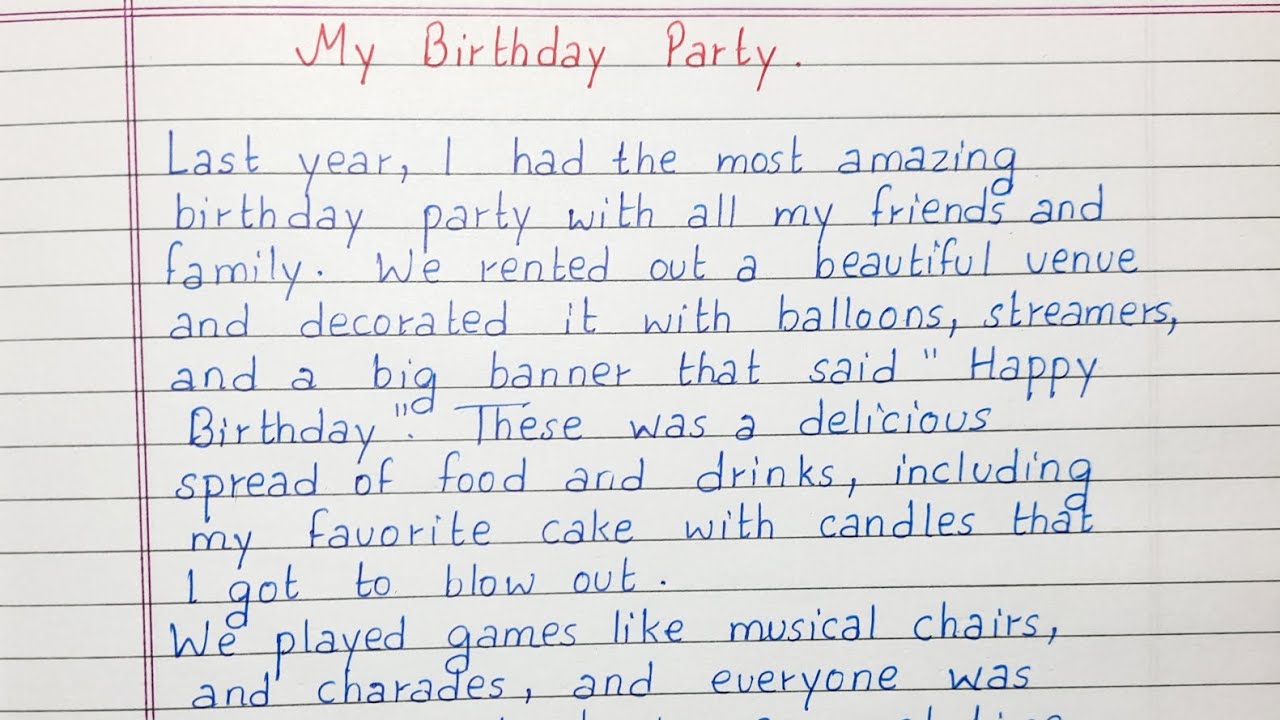 Write a short essay on My Birthday Party - YouTube
