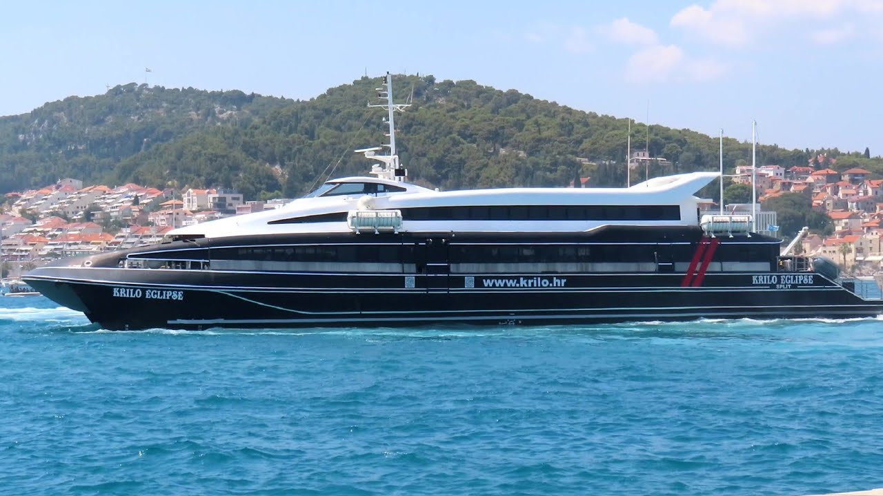 Ferry Catamaran "KRILO ECLIPSE" leaving Split on route to Hvar, Croatia ...