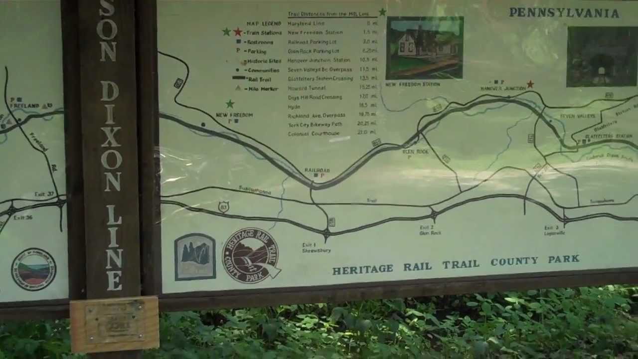 York Heritage Rail Trail - At the Mason Dixon Line - YouTube