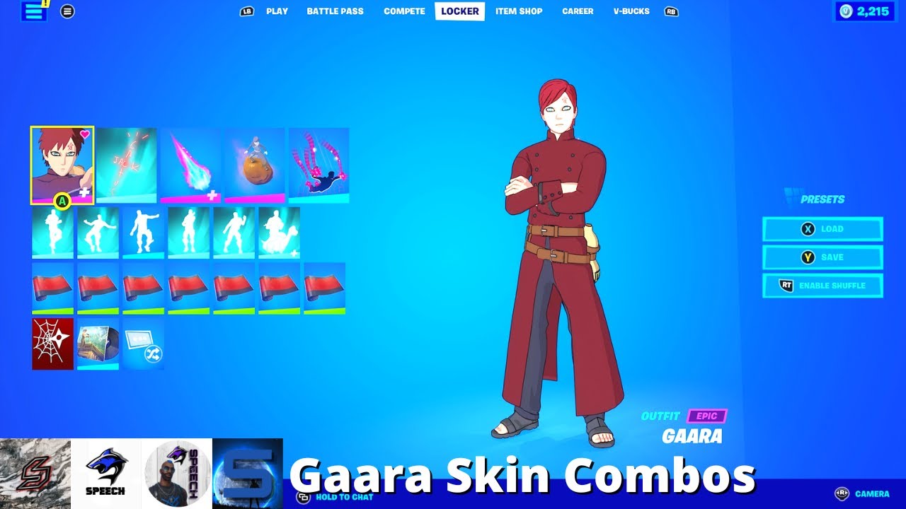 Gaara Skin Combos (Fortnite Battle Royale) - YouTube