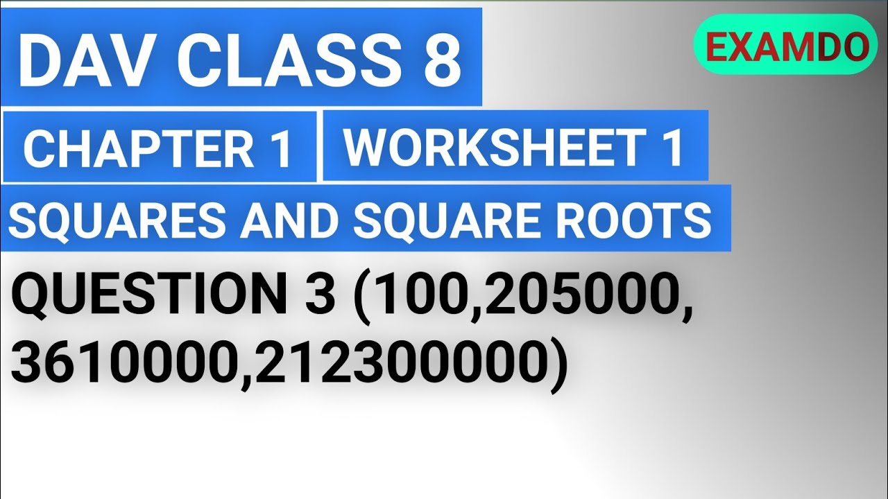 DAV CLASS 8 MATH / CHAPTER 1/ QUESTION 3 SOLUTION - YouTube