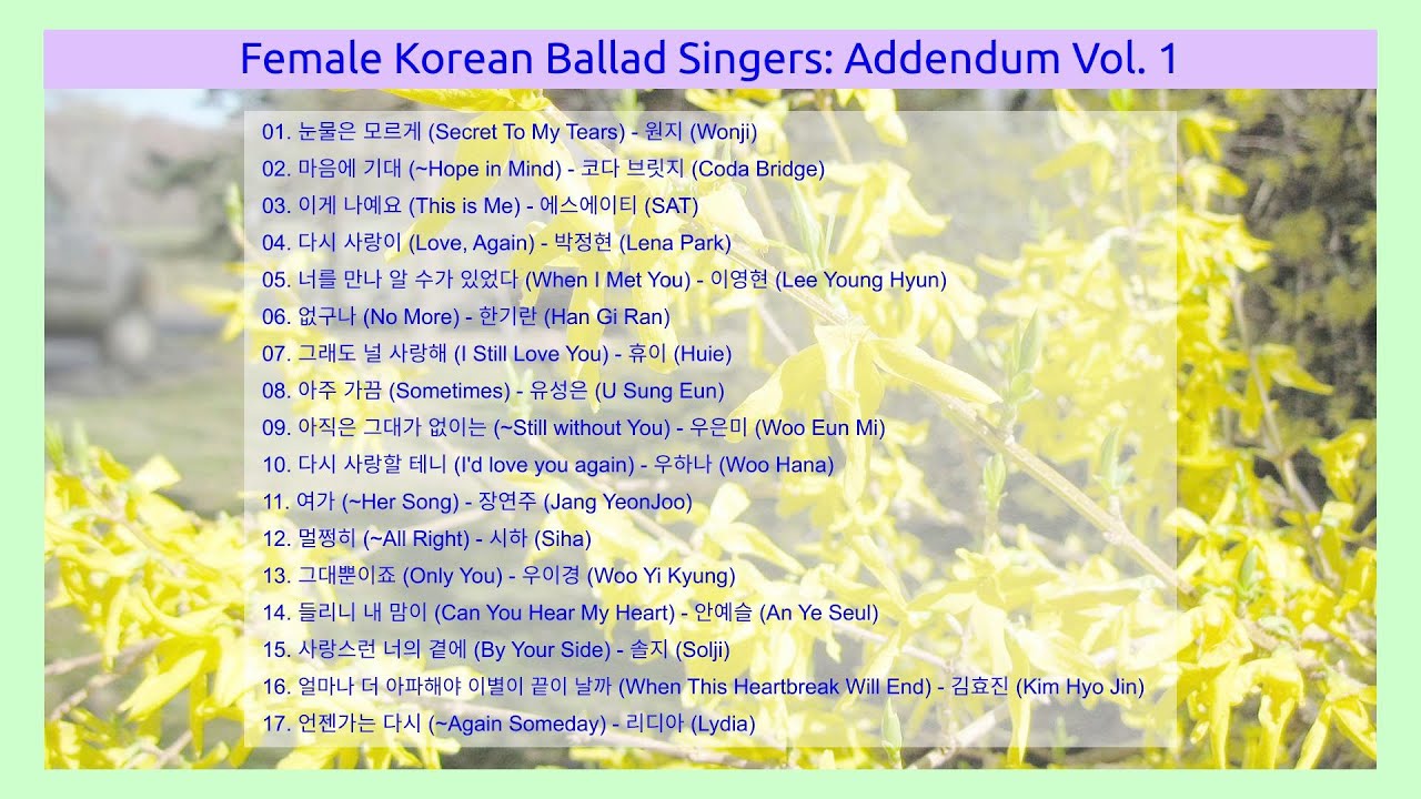 Female Korean Ballad Singers: Addendum Vol. 1 😻 - YouTube