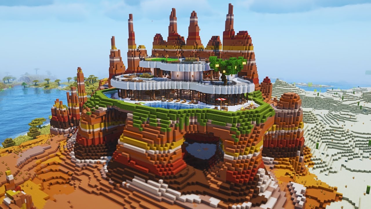 Tutorial:Modern House on the Mesa Highland / メサの高地に聳えるモダンハウス【マイクラ建築 ...