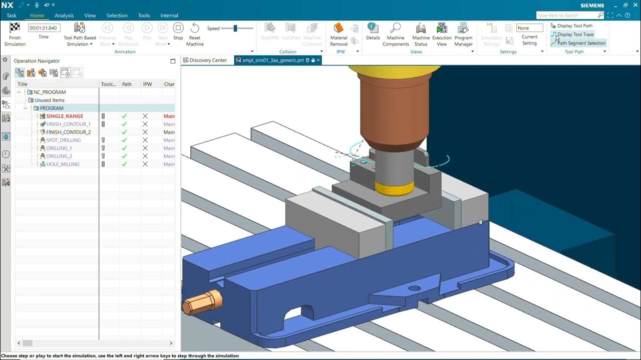 Tool Path Based Simulation Tool Trace for CNC in NX CAM - YouTube