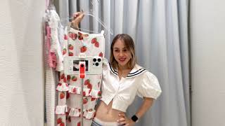 4k Transparent Try On Haul Transparent Dress No Bra At The Mall Raychel ...