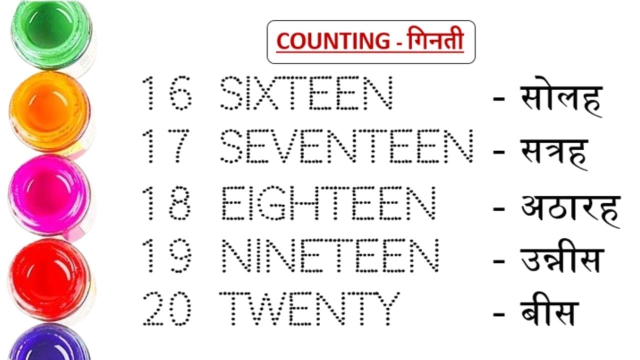 16 se 20 tak counting | १६ से २० तक | Toddler learning video step by ...
