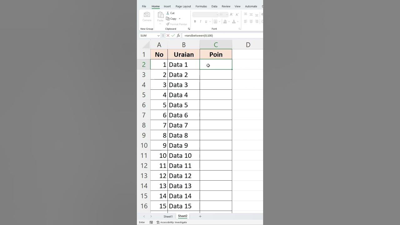 cara mengacak data di excel #belajarexcelgratis - YouTube