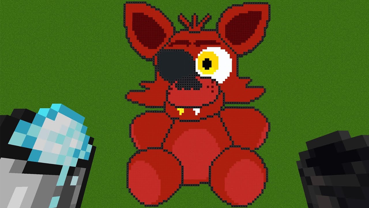 Foxy Pixel Art in Minecraft | Haw To Draw in Minecraft ? - YouTube