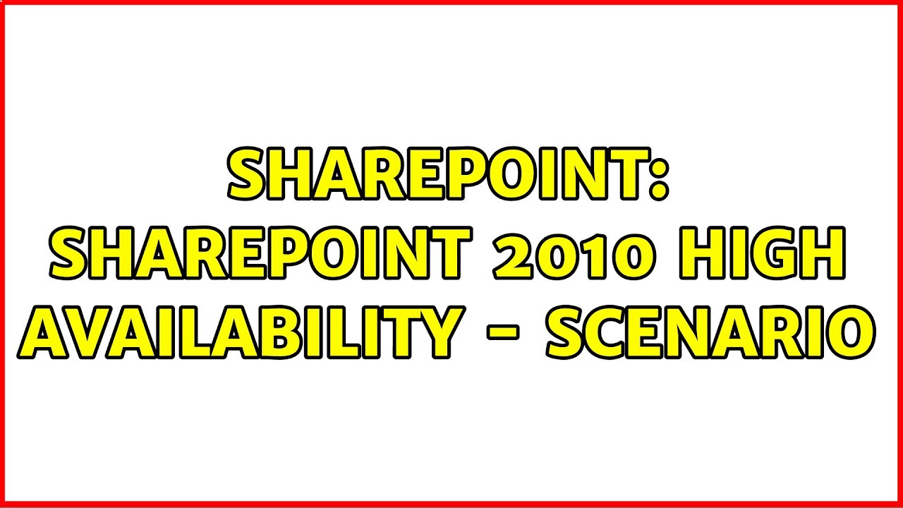Sharepoint: SharePoint 2010 High availability - scenario (3 Solutions ...