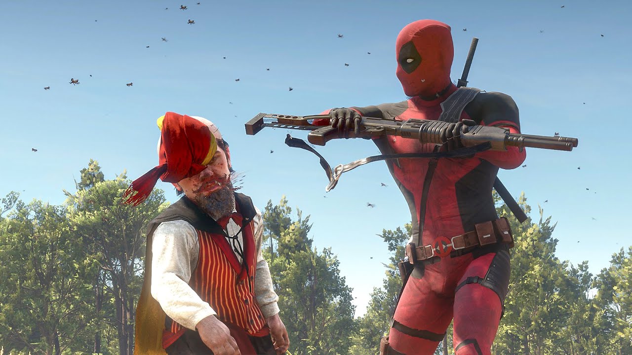 Red Dead Redemption 2 - Arthur Becomes Deadpool Funny Moments - YouTube