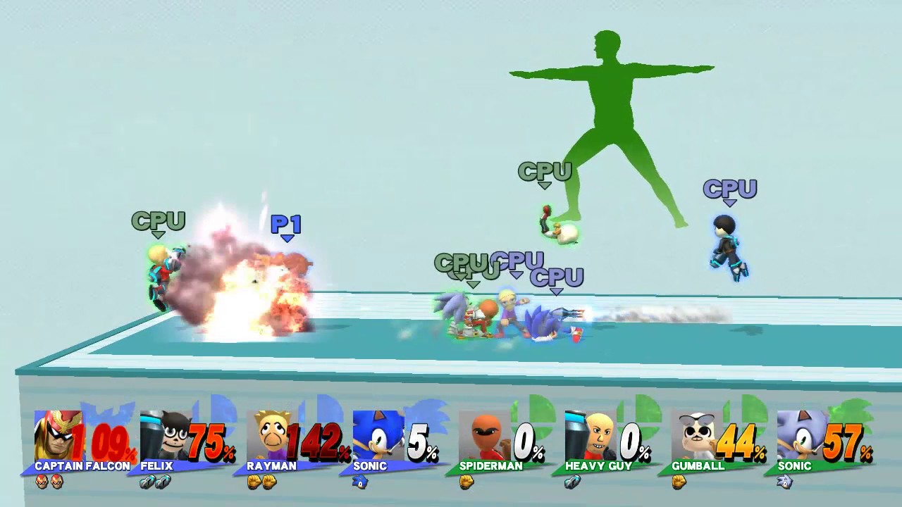 SSB4 Captain Falcon, Felix, Rayman, & Sonic VS Spiderman, The Heavy ...