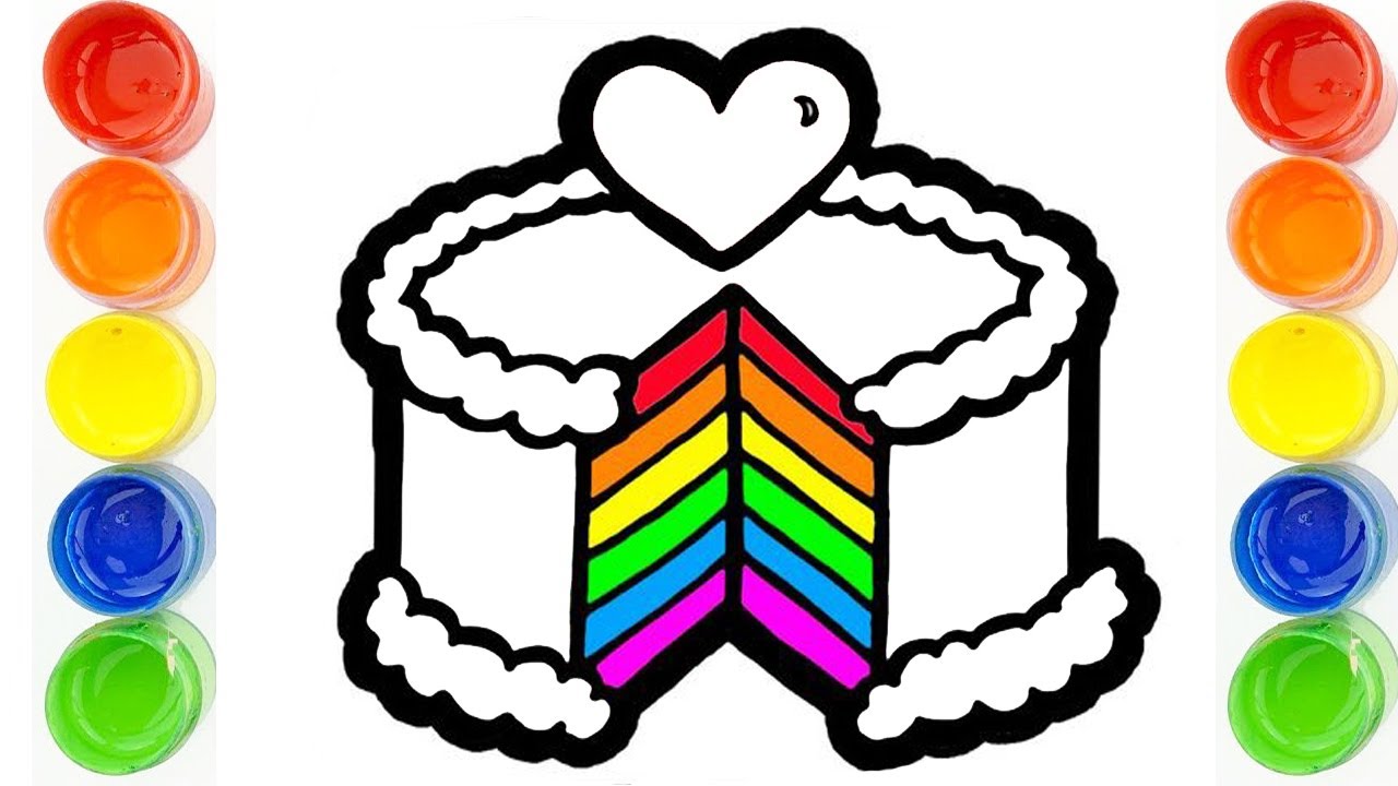 Rainbow Cake Drawing Easy || How To Draw Rainbow Birthday Cake - YouTube