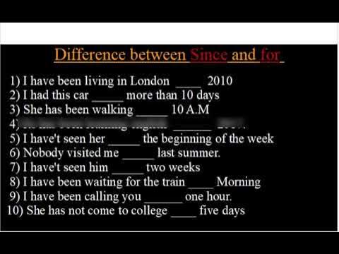 English Grammar with examples - What is the difference between Since and For ? - YouTube