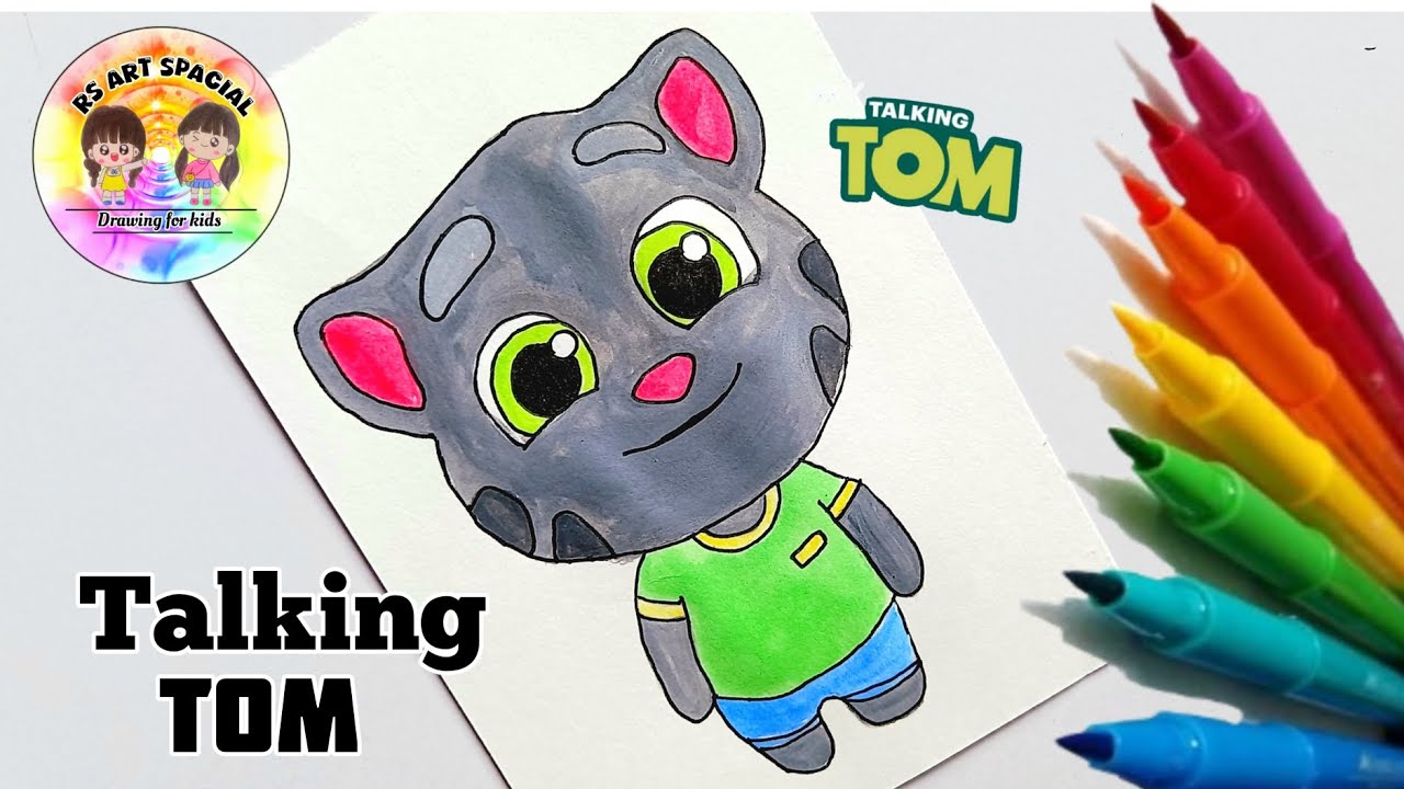 How to draw a Talking tom🩶💚 | Game Character Painting | Talking tom🩶💚 ...