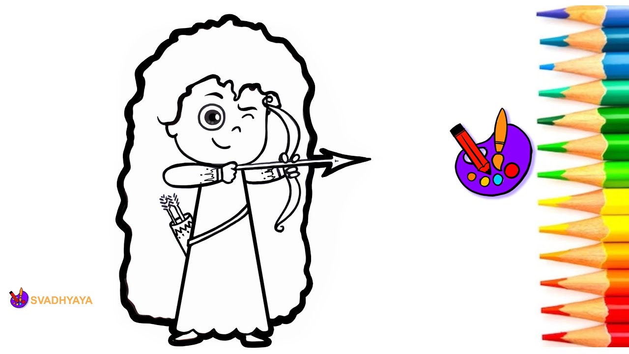 How to Draw Disney Princess Merida from Brave step by step Cute - YouTube